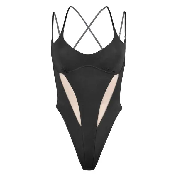 MONIQUE MORIN LINGERIE Core Illusion Bodysuit - Black