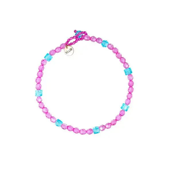 TILLIE BEADS Beaded Acrylic Necklace - Pink