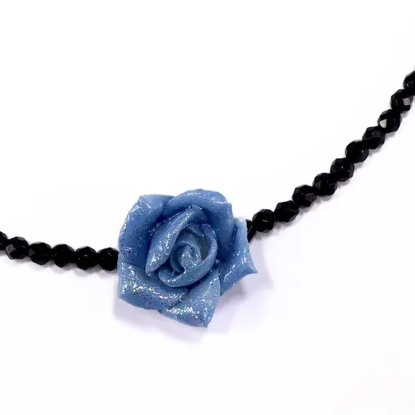 MINERALGEMS ✩ STUDIO Onyx Choker With Wax Rose