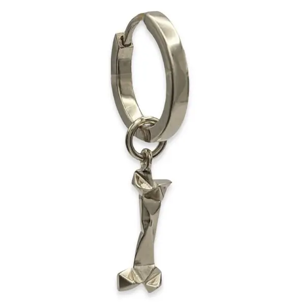 FRENVYRN Mars Sterling Dog Bone Huggie Hoop Single Earring - Silver