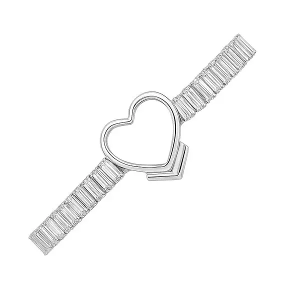 MAISON DE GALA Open Heart Crystal Bracelet - Silver