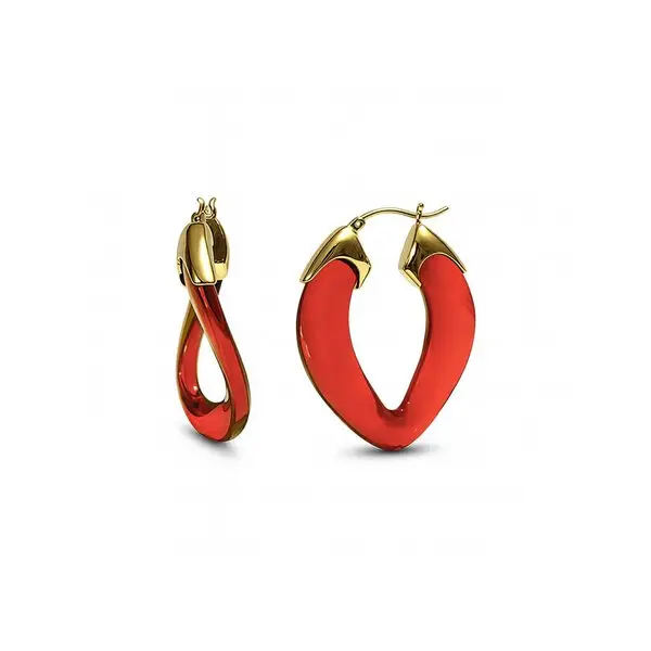 GOLD & HONEY Garnet Lucite Hoop Earrings - Red/gold