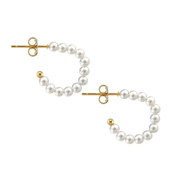 Kris Nations Freshwater Pearl Huggie Hoop Earrings - Gold