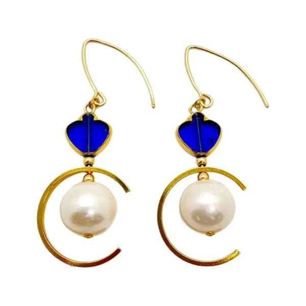 ARACHELI STUDIO Spade Pearl Drop Earrings - Blue