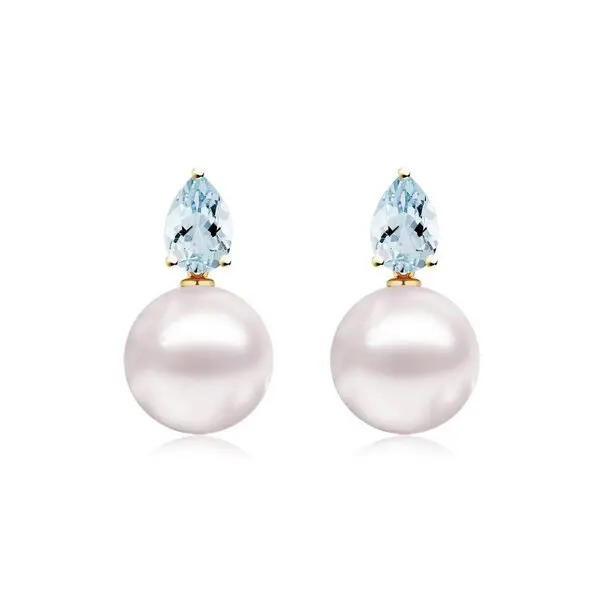 KAI FINE JEWELRY Convertible Aquamarine And Pearl Earrings - Blue/gold/white