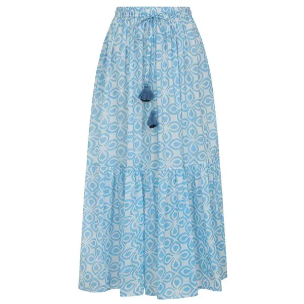 LUELLA FASHION Printed Cotton Skirt - Blue/white
