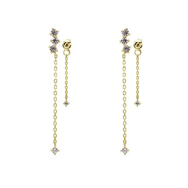 VICSTONENYC FINE JEWELRY Lab Diamond Double Layer Drop Earrings - Gold