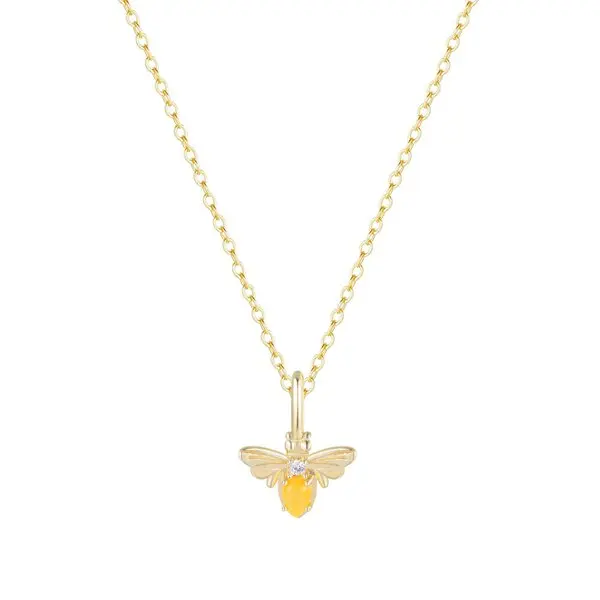 KAMARIA Mini Opal Bee Charm Necklace - Orange