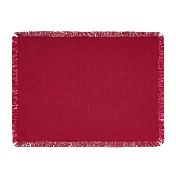 KM HOME COLLECTION Burgundy Cotton Placemats Set Of Two Christmas Collection - Red