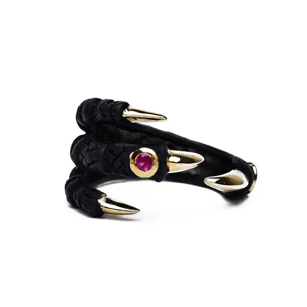 GERMAN KABIRSKI Paradisa Claw Design Ring In Anthracite And Gold-plated Silver With Ruby