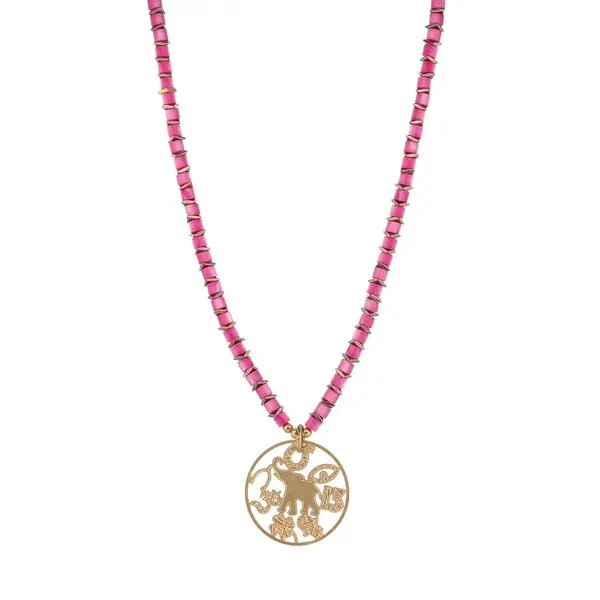 EBRU JEWELRY Pink Pearl Elephant Pendant Necklace - Gold/pink