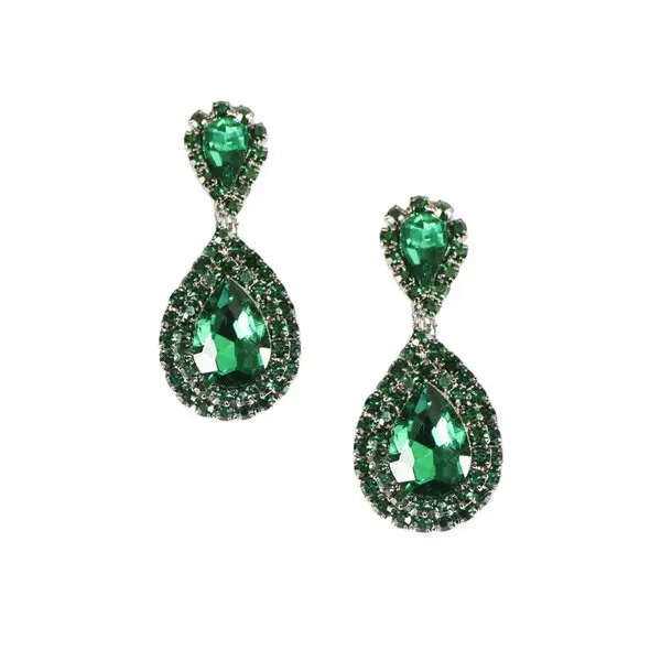 MAISON DE GALA Nicole Crystal Drop Earrings - Green