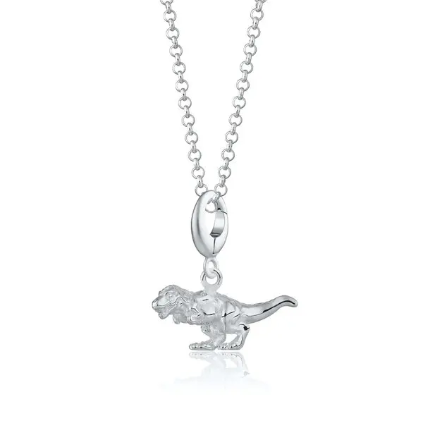 LILY CHARMED Sterling T-rex Dinosaur Charm Pendant Necklace - Silver