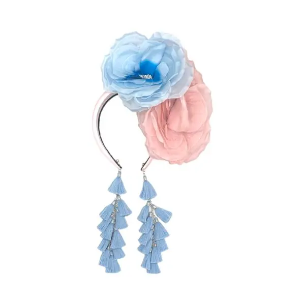 JULIA CLANCEY Flower Headband With Tassels - Pink