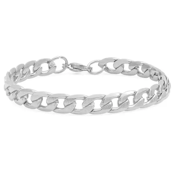 STEELTIME Stainless Steel Cuban Chain Link Bracelet - Silver