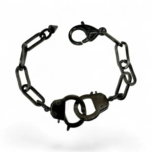 JAGGED HALO JEWELRY Love Bond Handcuff Chain Bracelet - Black