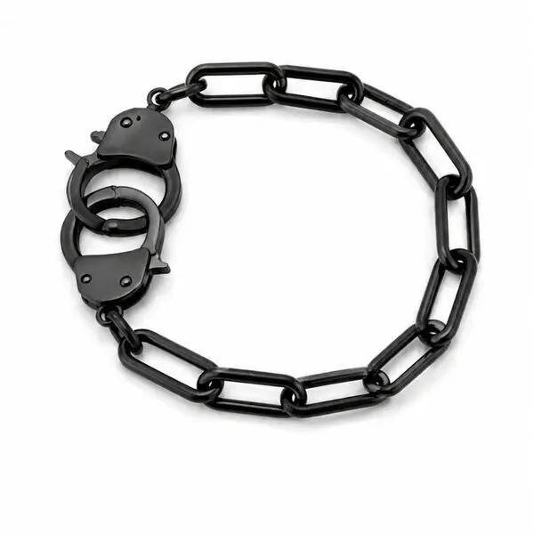 JAGGED HALO JEWELRY Love Bond Handcuff Chain Bracelet - Black