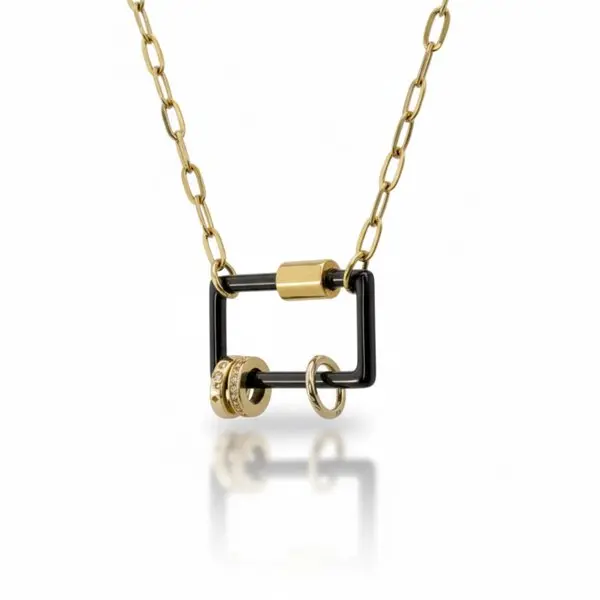 VICKY&NICO Black And Gold Carabiner Necklace - Gold/black