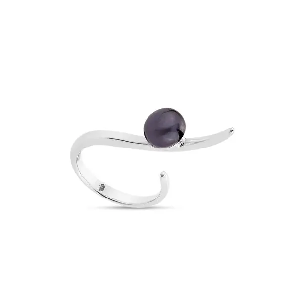 SALLY SKOUFIS Moon Shadow Ring With Black Pearl - Black/silver