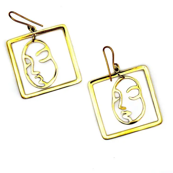 LALA SALAMA Square Open Face Earrings - Gold