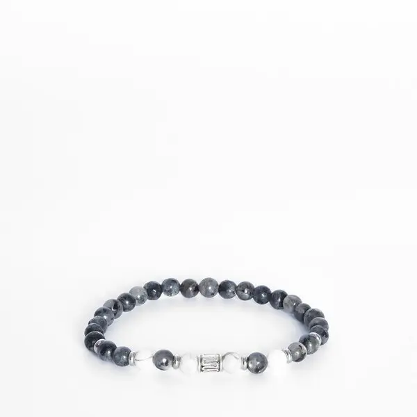 ADDICTED2 Sterling Silver Bracelet With Labradorite And Howlite - Grey/white/silver