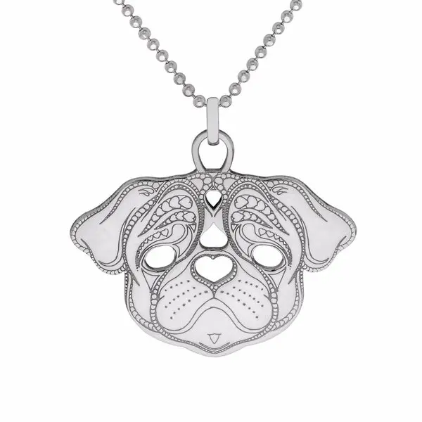 CARTERGORE Medium Pug Pendant Necklace - Silver