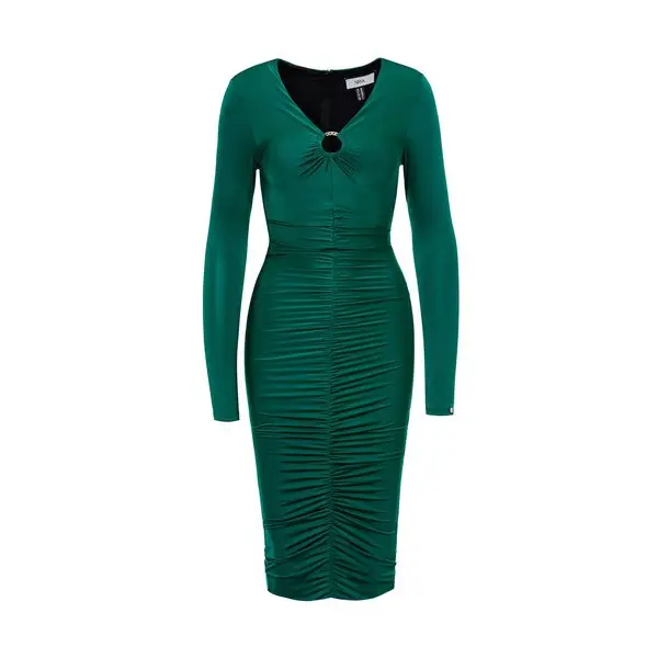 NISSA Bodycon Ruched Dress - Green
