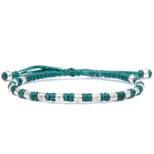 HARBOUR UK BRACELETS Handmade Vegan Rope Bracelet With Silver - Green