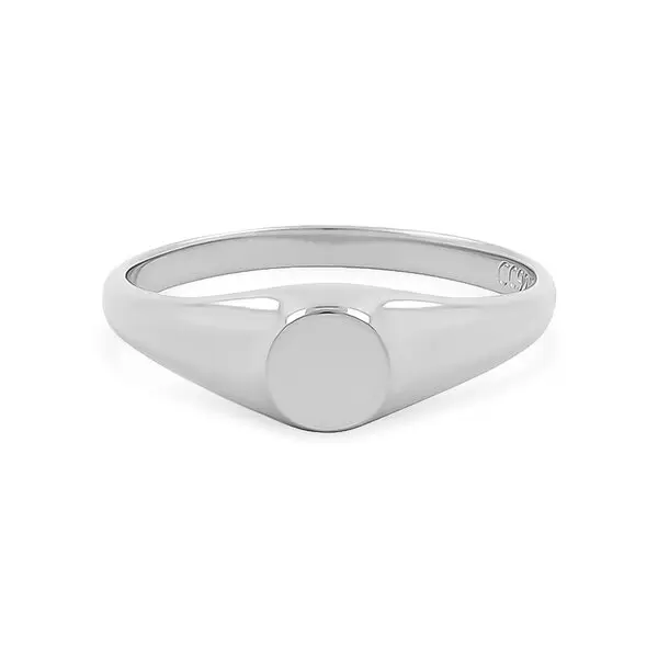 Côté Caché Petite Round Signet Ring - Silver