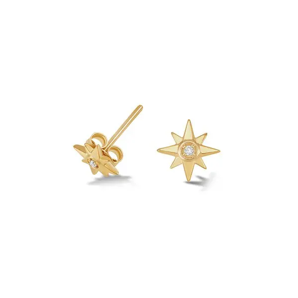 DOWER & HALL Solid North Star Diamond Studs - Gold