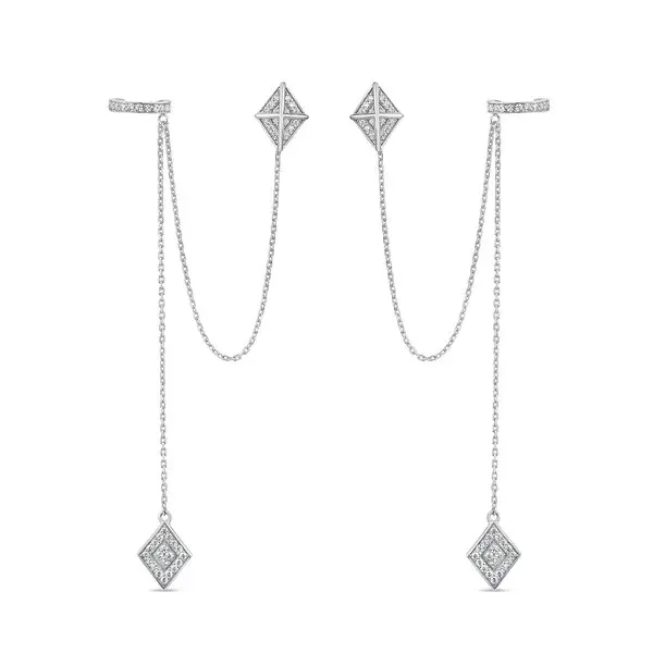 SALLY SKOUFIS Sahara Asymmetric Earrings - Silver/white