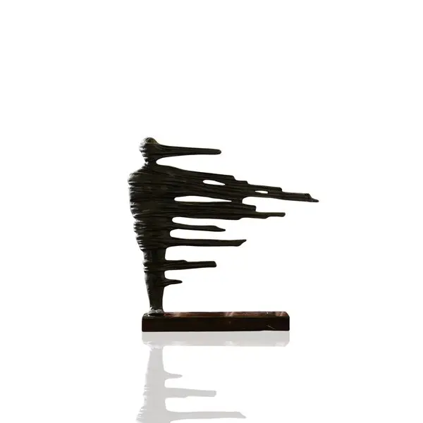 MARLETH Brass Wind Sculpture – Abstract Art Piece For Modern Interiors - Black