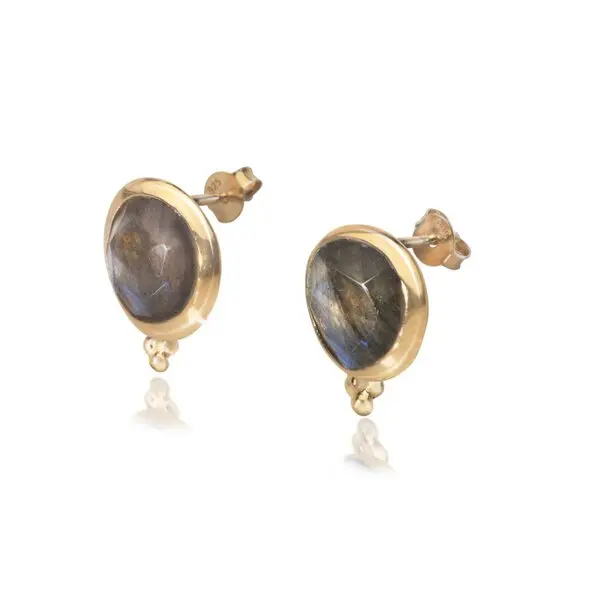 THE JEWELLERY STORE LONDON Gold Vermeil Labradorite Stud Earrings - Gold/green
