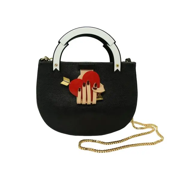 GISSA BICALHO Leather Handheld Bag With Acrylic Decoration