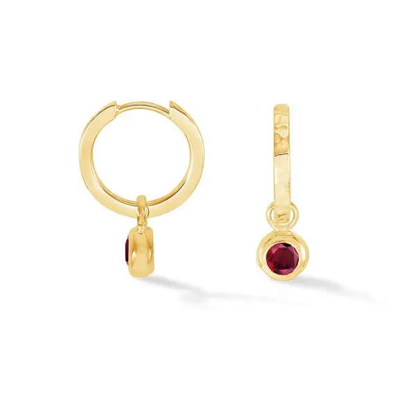 DOWER & HALL Gold Vermeil Garnet Huggie Hoop Earrings - Gold/red