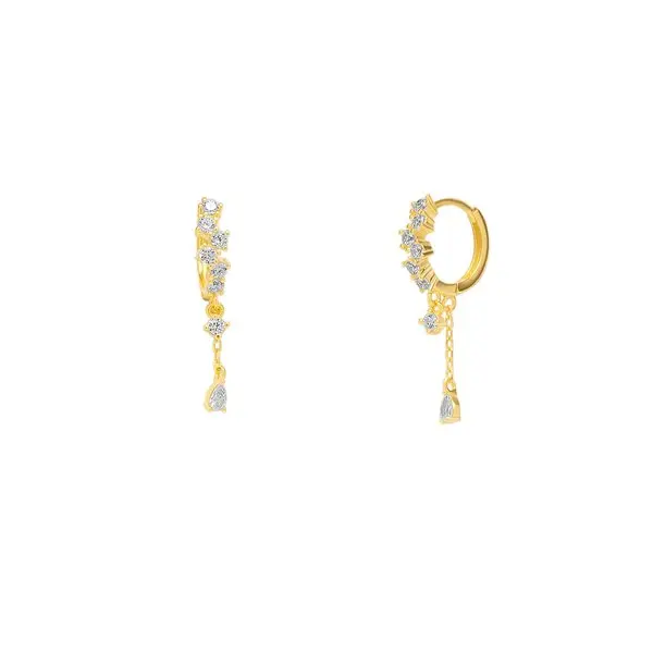 SPERO LONDON Sterling Silver Huggie Drop Earrings - Gold