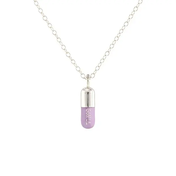 Kris Nations Chill Pill Enamel Pendant Necklace - Purple