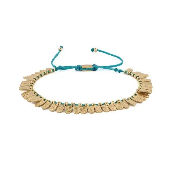 EBRU JEWELRY Fish Scale Charm Cord Bracelet - Gold/blue