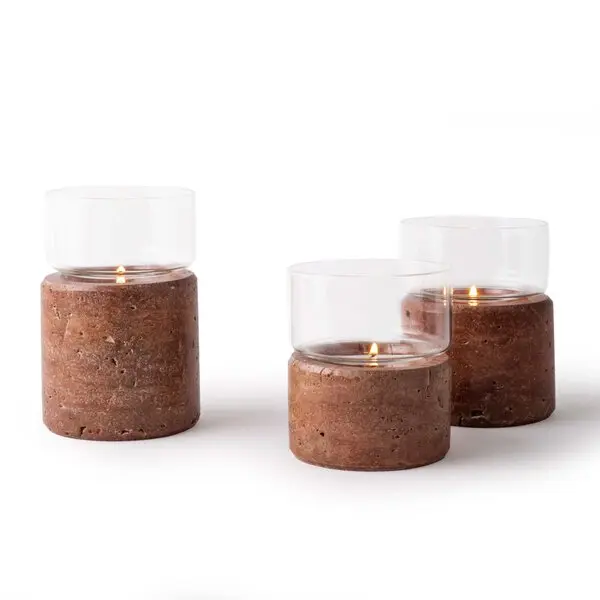 And Jacob Santuario Candle Holder Set Marble - Red
