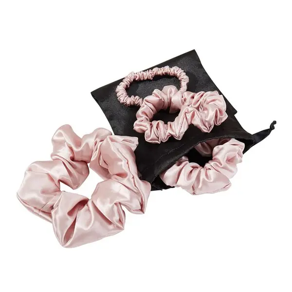 SOFT STROKES SILK Set Of Four Mulberry Silk Scrunchies - Pink