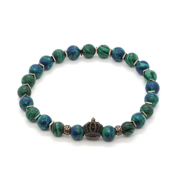 EBRU JEWELRY Malachite Stone Crown Charm Bracelet - Green/blue/brown