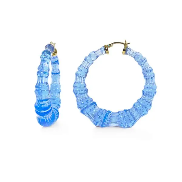 GOLD & HONEY Bamboo Hoop Earrings - Blue/gold