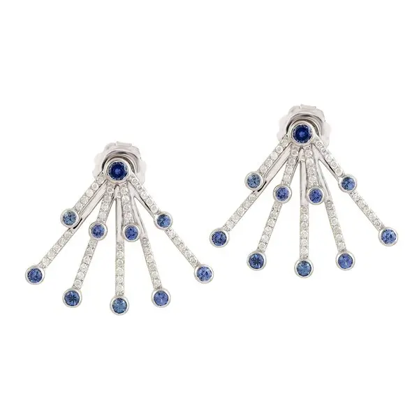 ARTISAN Ear Jacket Earrings With Blue Sapphires And Diamonds - White/blue