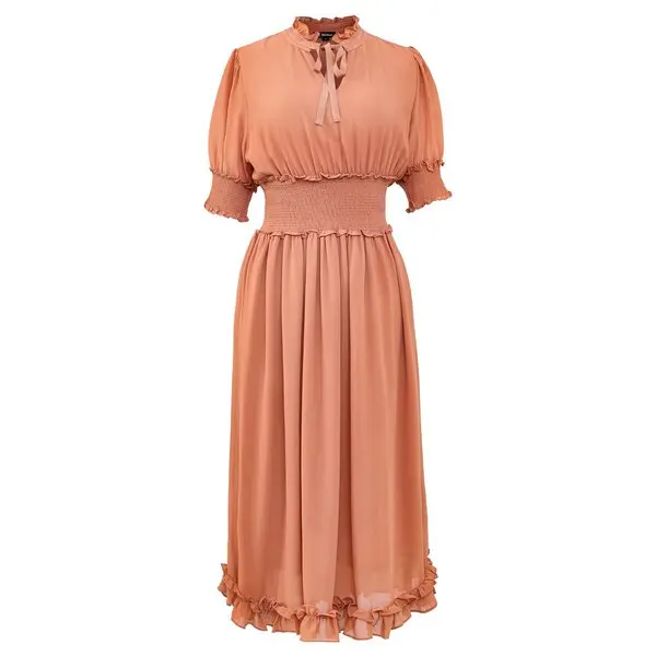 SMART AND JOY Chiffon Smocked Dress With Ruffles