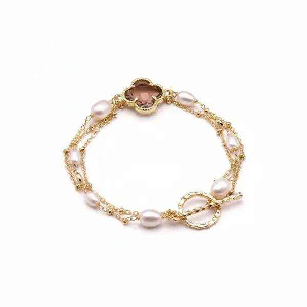 ANGEL BAROCCO Layered Pearl & Crystal Bracelet - Gold