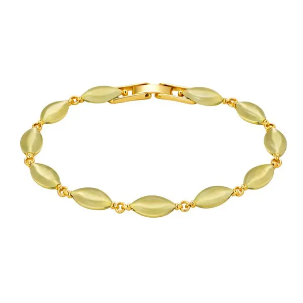 UCHI & SOTO 18k Gold Plated Cats Eye Link Bracelet - Gold/green