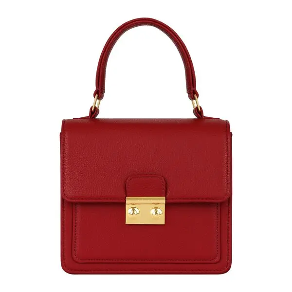 LUIS STEVEN Madie Pebble Leather Top Handle Bag - Red