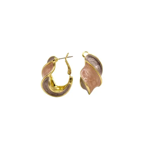 1610ISTANBUL Bosphorus Enamel Hoop Earrings - Gold