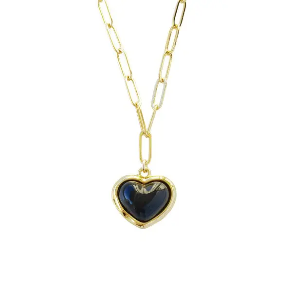 POPORCELAIN Porcelain Heart Pendant Necklace - Black/gold
