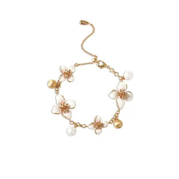 RETRO CHIC Iris Blossom Bracelet - White/gold